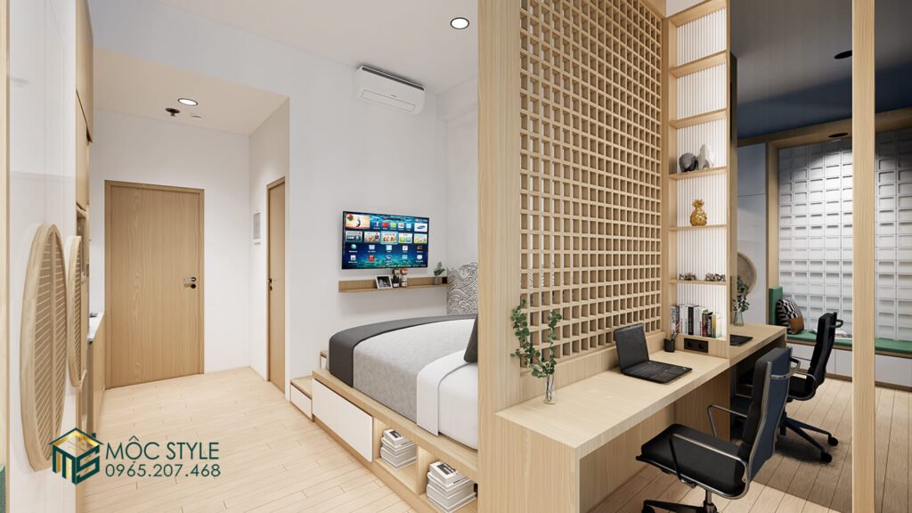 Thiết kế căn hộ studio phong cách Japandi công năng - Nội thất Mộc Style